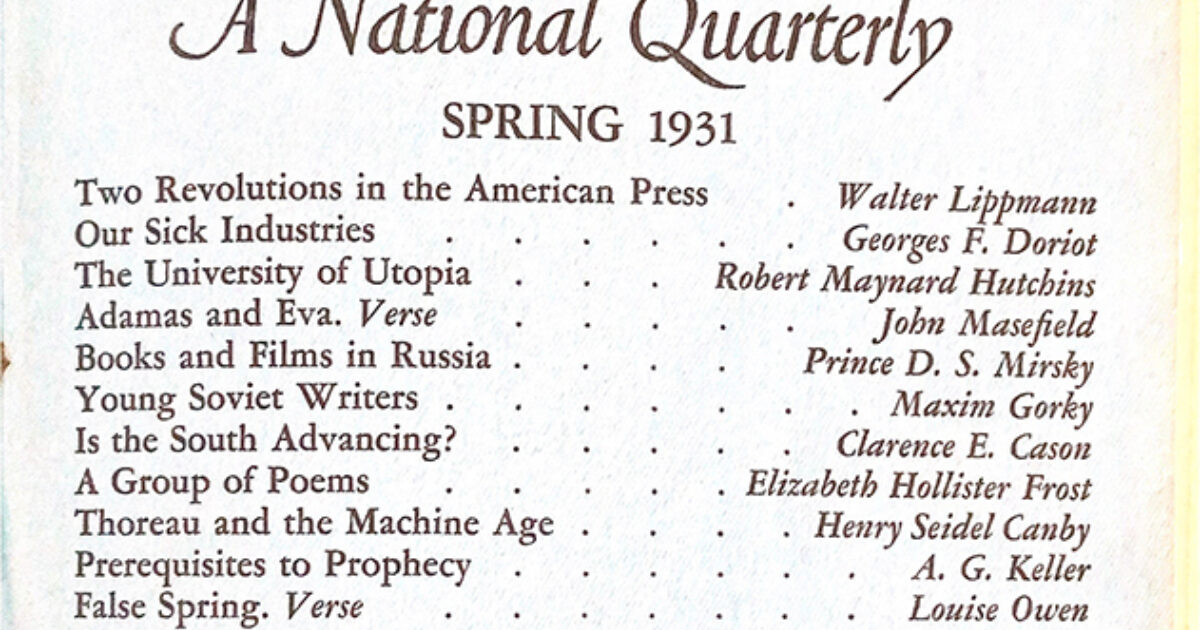 The Yale Review | Spring 1931
