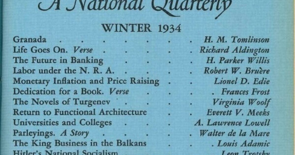 The Yale Review | Winter 1934